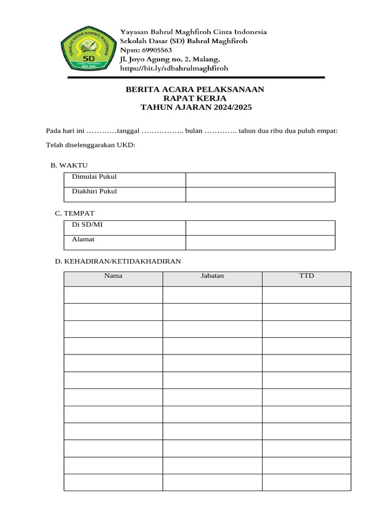 Berita Acara 2024 Raker - Salin | PDF