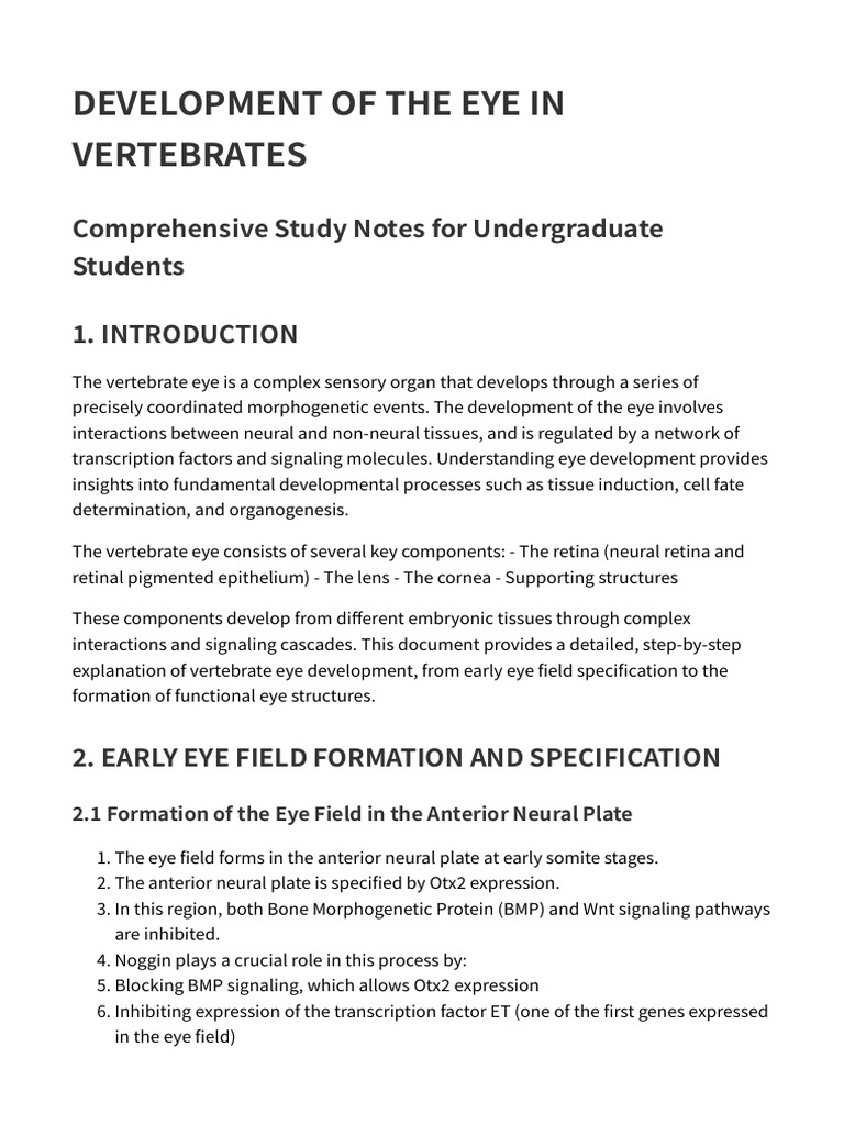 Eye Development in Vertebrates | PDF | Retina | Anatomy