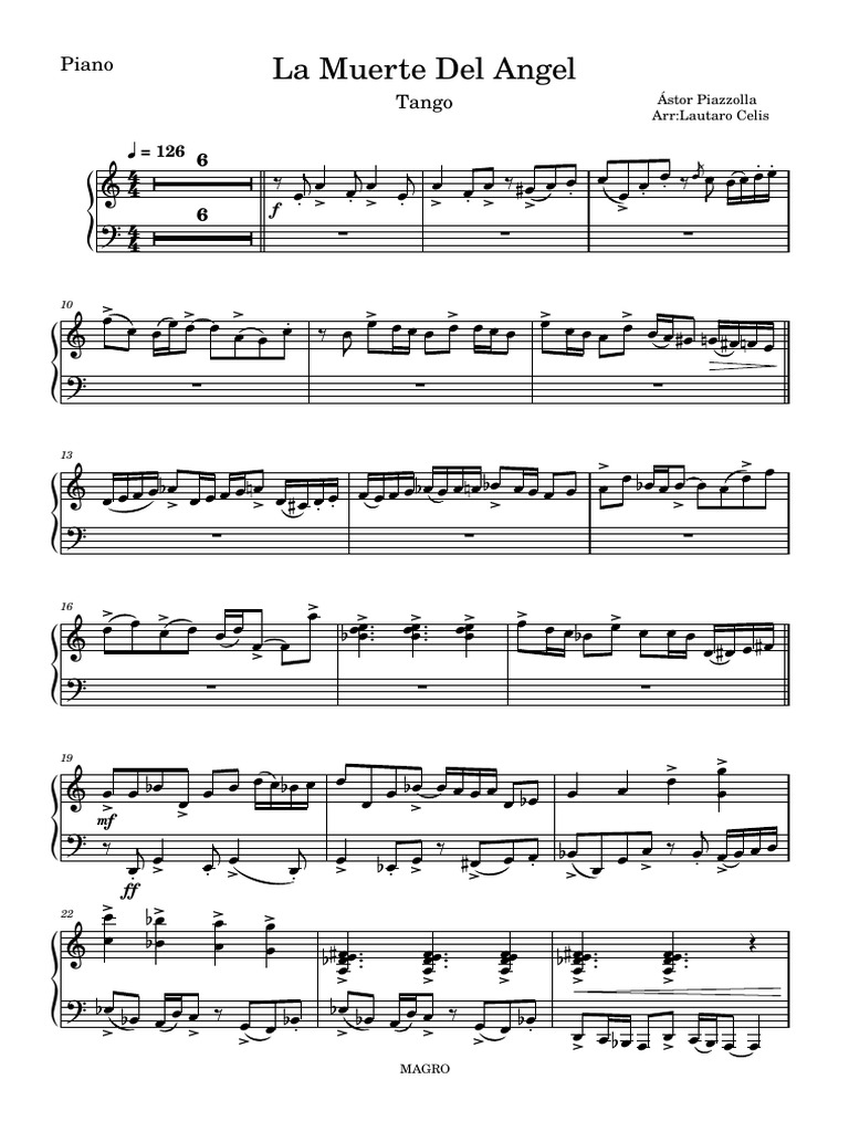 La Muerte Del Angel God-Piano | PDF | Tango