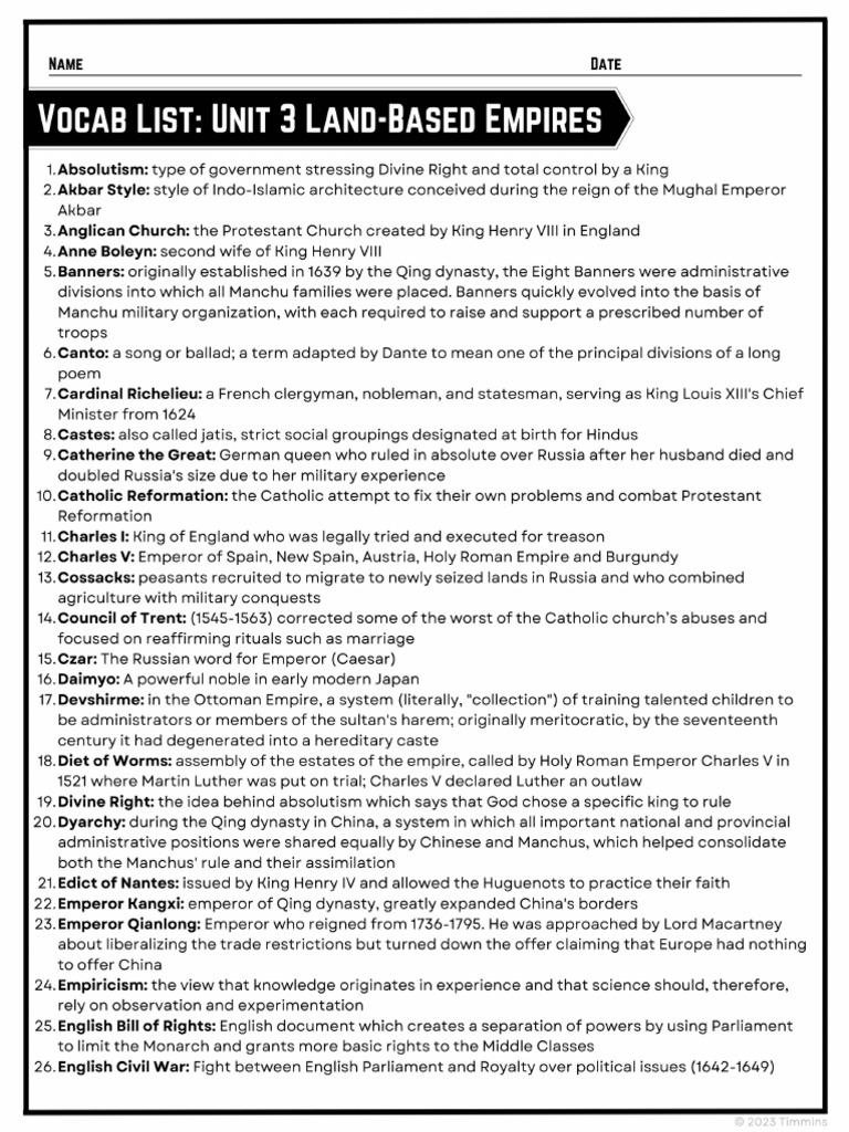 Unit 3 Vocab List Ap World | PDF