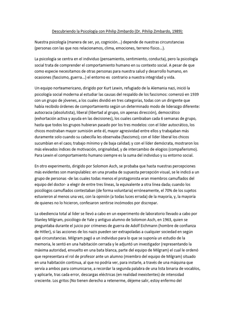 Descubriendo La Psicologc3ada Con Pihilip Zimbardo DR Philip Zimbardo ...