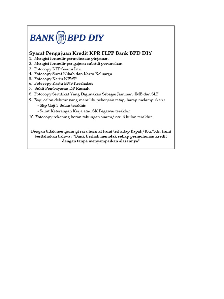 Form Lampiran FLPP BPD 2023 | PDF