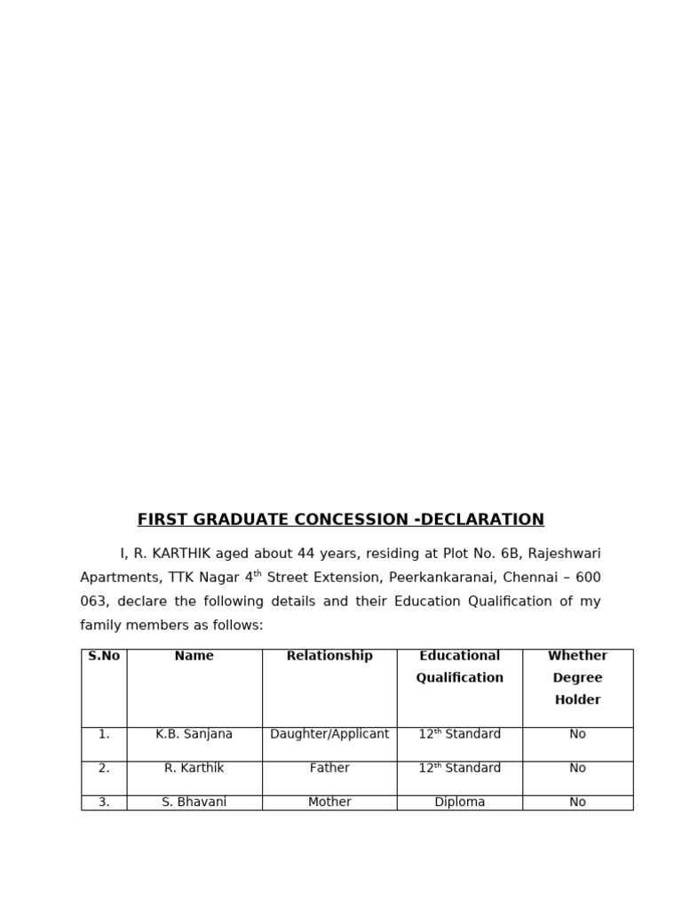 First Graduate Affidavit | PDF