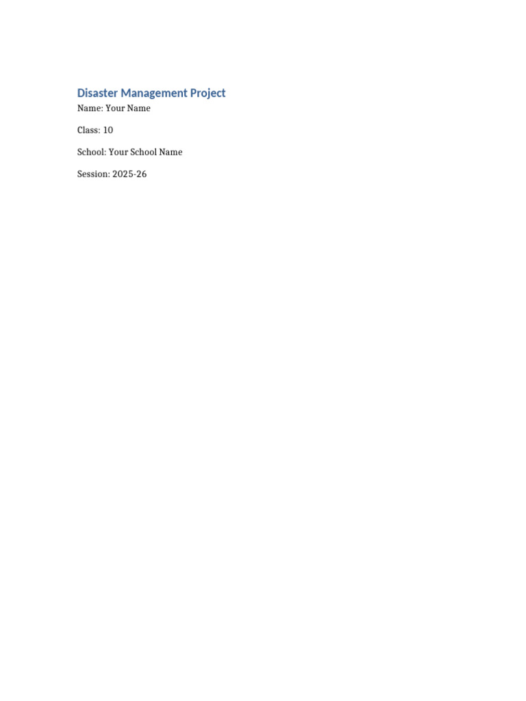 Disaster Management Project Class 10 | PDF | Emergency Management ...