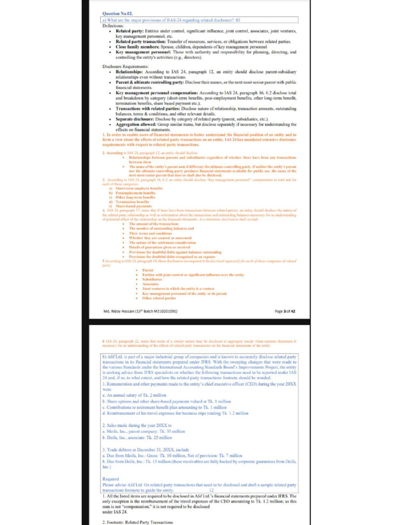 Set-3 (IAS-24) Related Party Transaction | PDF