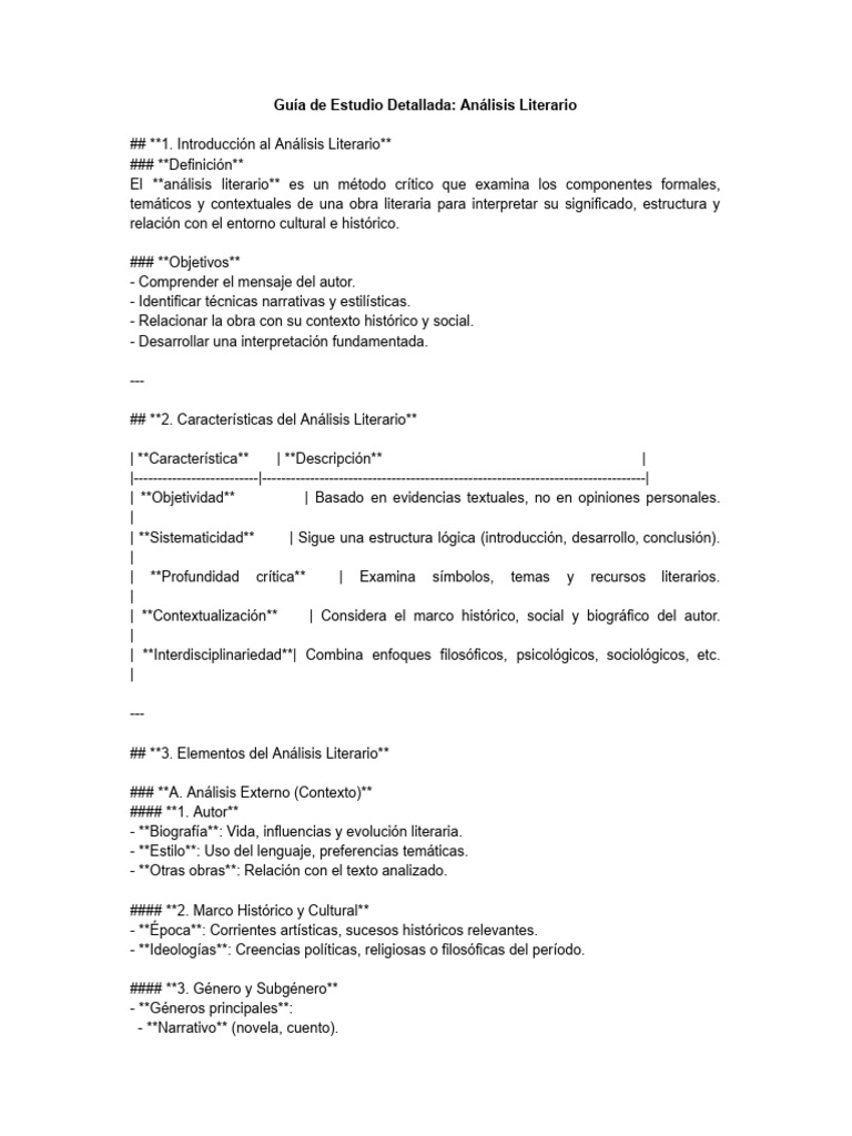 Guía Completa de Análisis Literario | PDF | Análisis | Crítica literaria