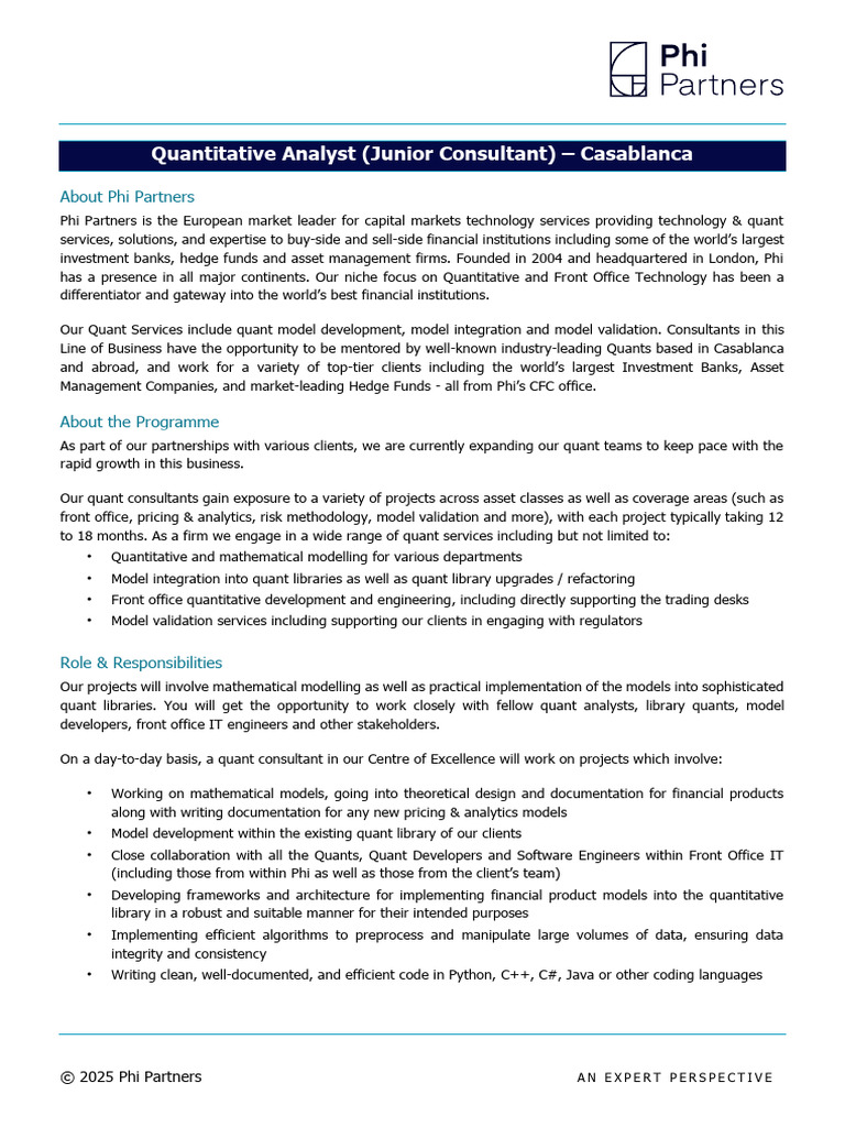 Quantitative Analyst (Junior Consultant) | PDF | Business | Computing