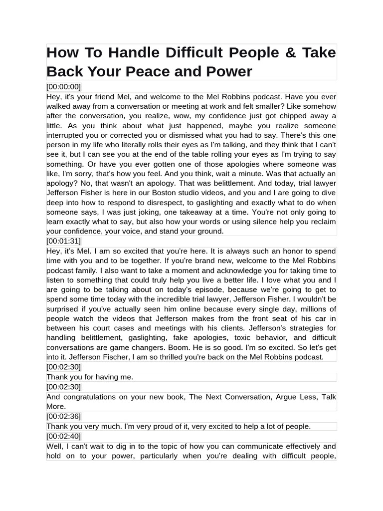 How to Handle Difficult People | PDF | Conversation