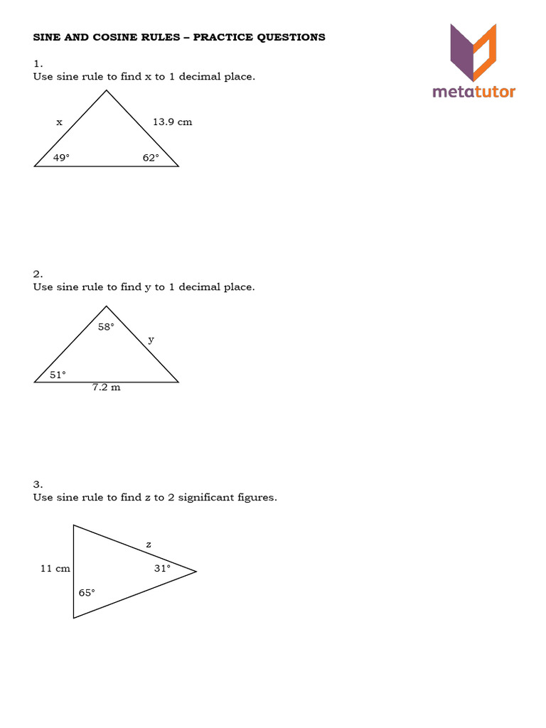 Sine and Cosine Rules | PDF