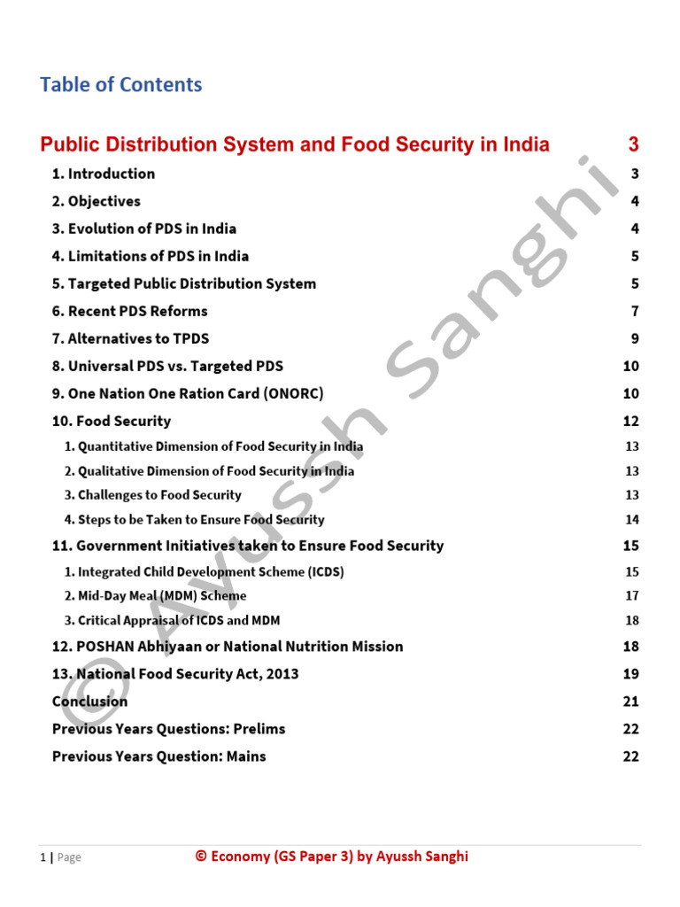 PDS and Food Security in India | PDF | Food Security