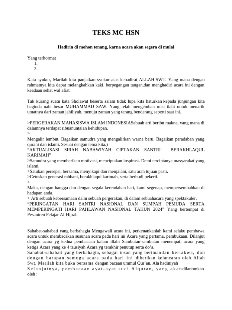 Teks MC HSN | PDF