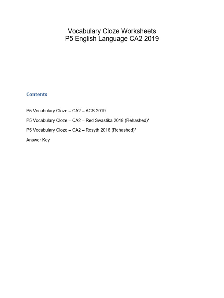 Vocab Cloze Practise | PDF