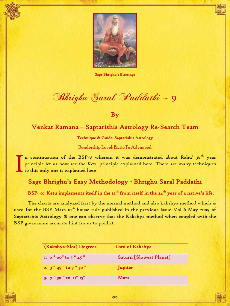 Bhrighu Saral Paddathi 9 by Venkat Ramana Saptarishis Astrology Research Team | PDF | Planets In ...