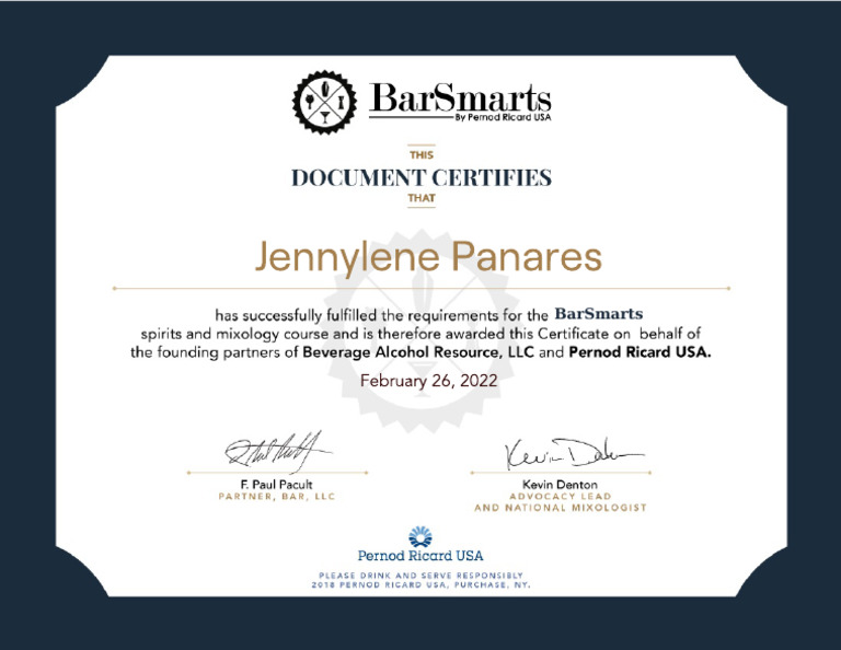 BarSmarts BarSmarts Certificate | PDF