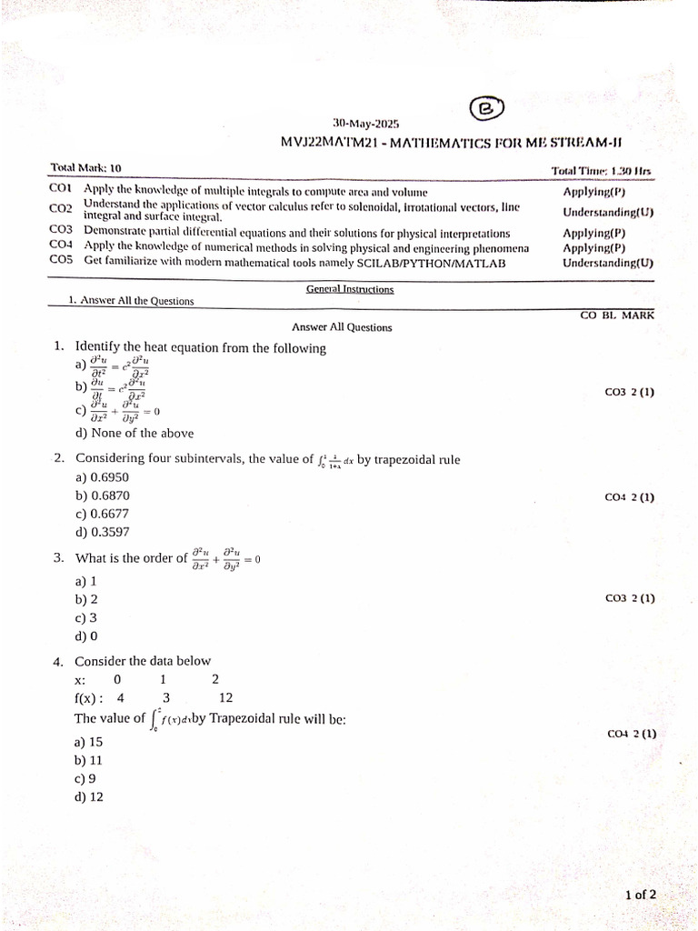 Ia-2 Matm (Quiz Set B) | PDF