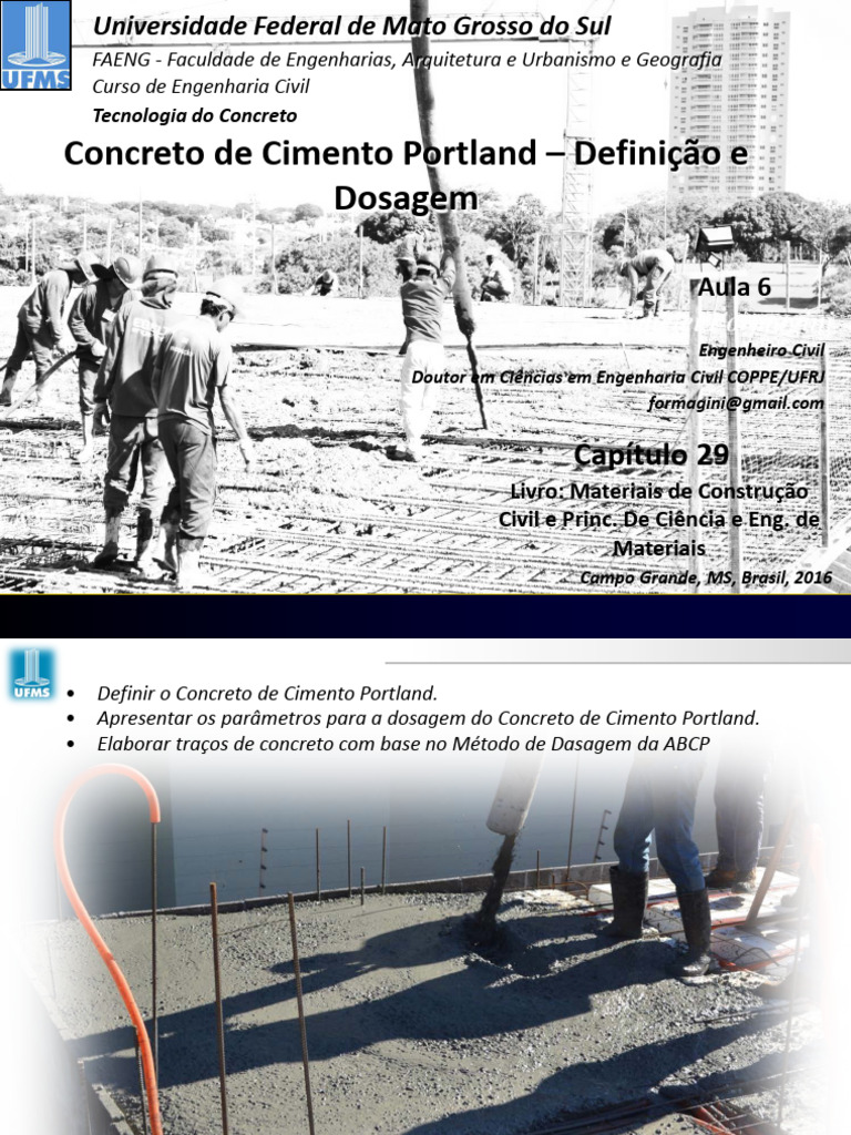 Aula 06 Concreto de Cimento Portland Dosagem ABCP | PDF | Concreto | Cimento