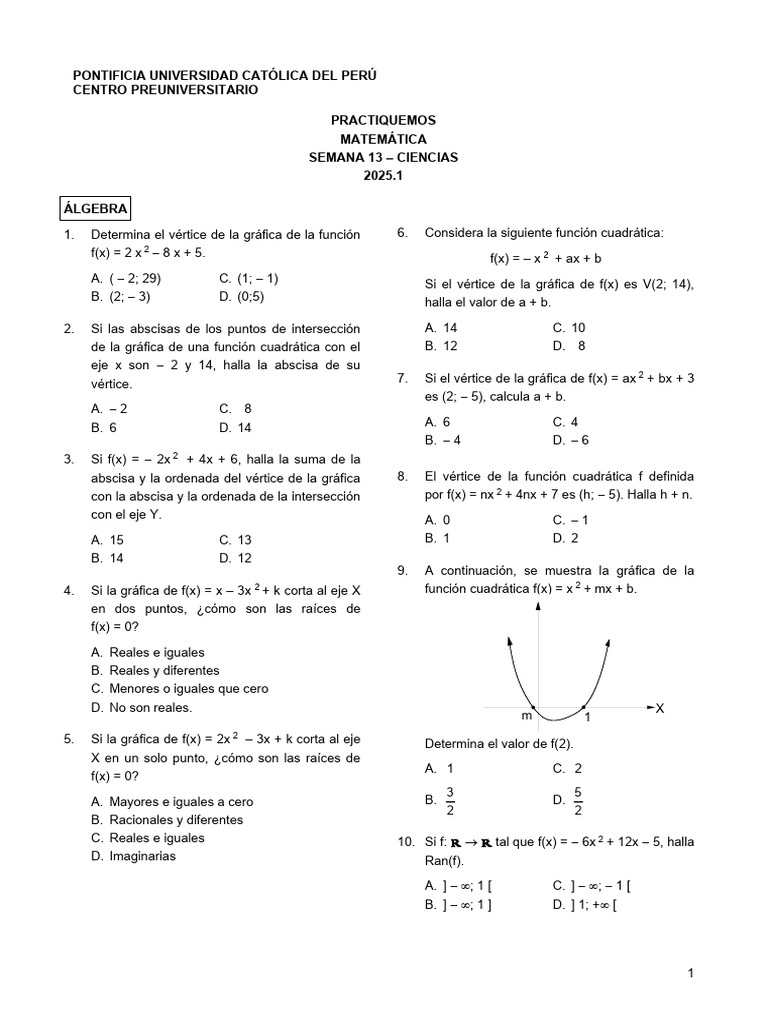 Practiquemos Semana 13 2025.1 CC | PDF | Funciones trigonométricas | Trigonometría