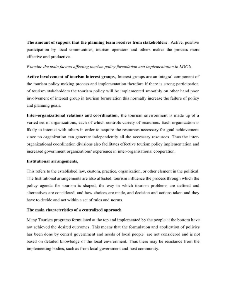 Tourism Policy & Planning | PDF