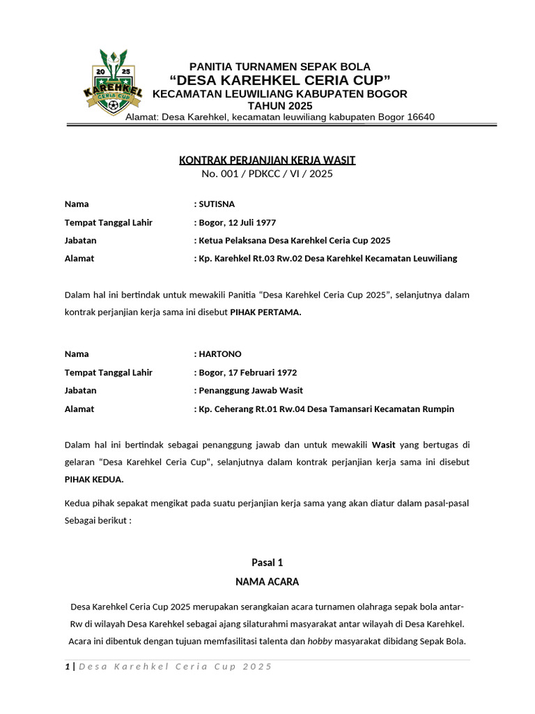 Perjanjian Wasit | PDF