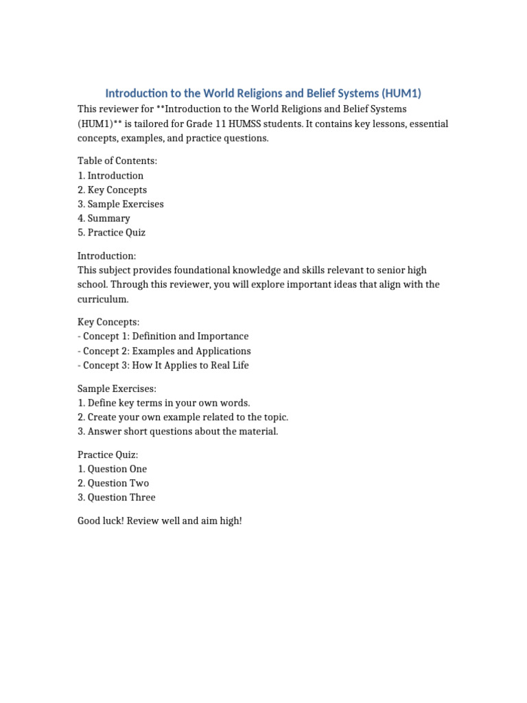 HUM1 World Religions | PDF