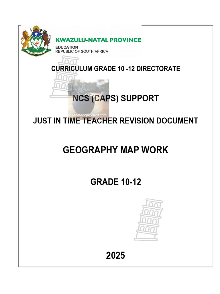 KZN Geography Grade 12 Jit Teacher Document Map Work 2025 | PDF ...