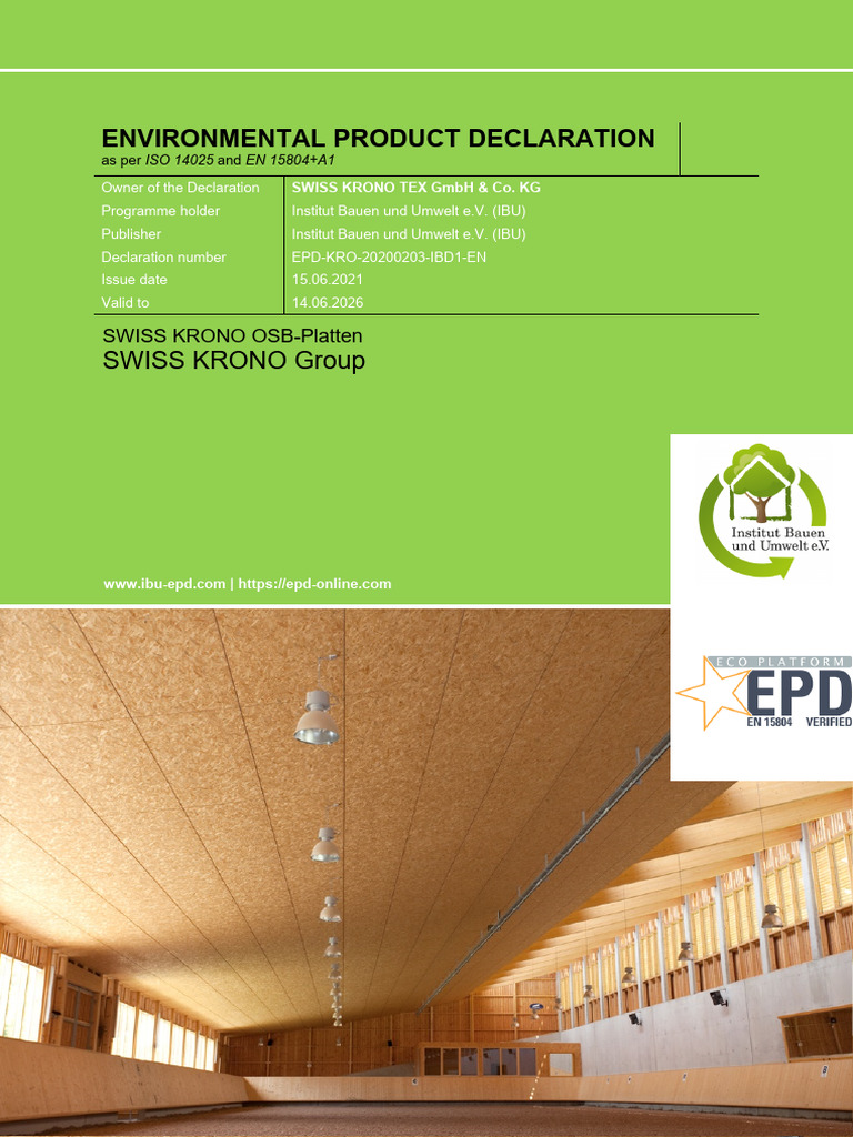 SWISSKRONO Plyty OSB 3 Deklaracja Srodowiskowa EPD 2021 En | PDF ...