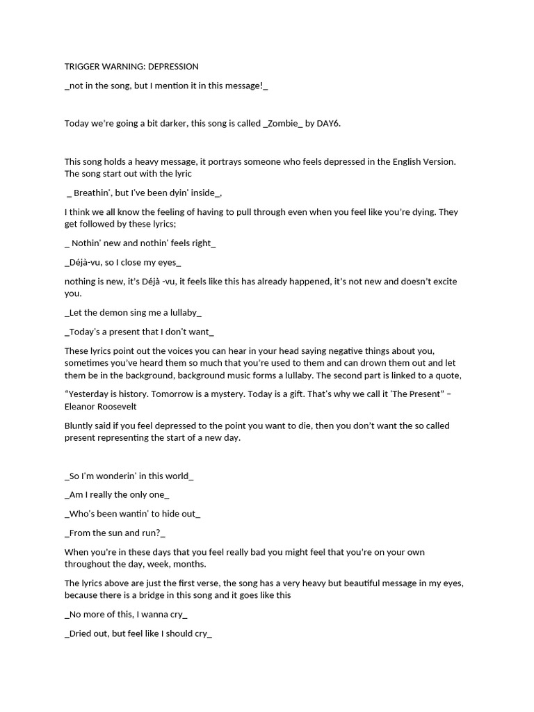 Zombie by DAY6 | PDF