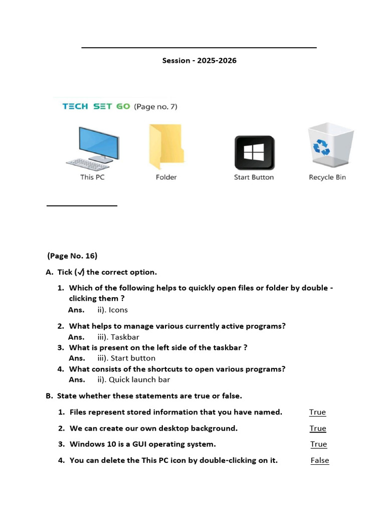 Class 4 Computer: Windows 10 Q&A | PDF | Ibm Pc Compatibles | Computing