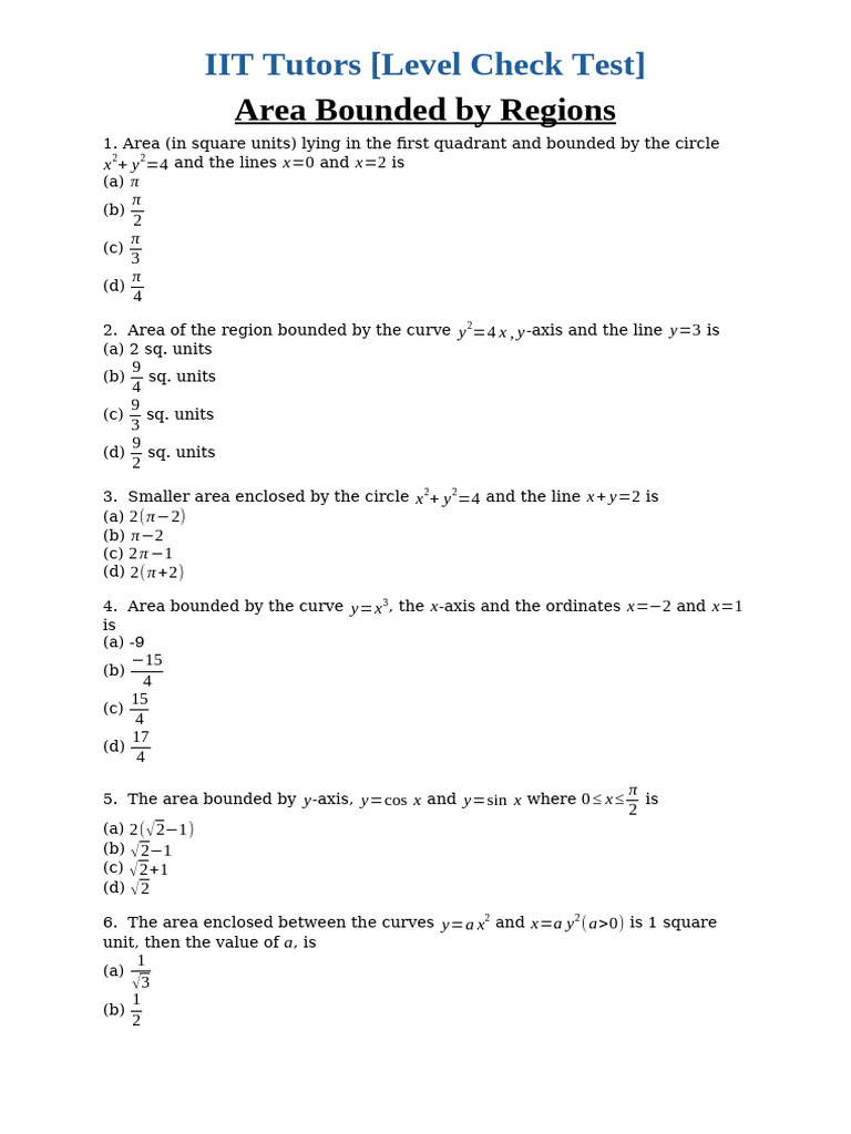 Area Bounded by Regions LCT | PDF | Differential Geometry | Analytic ...