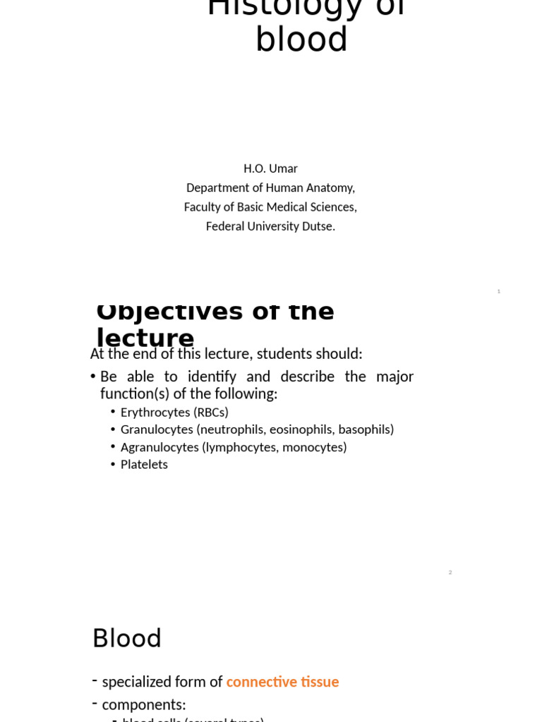 Histology of Blood | PDF | Granulocyte | White Blood Cell
