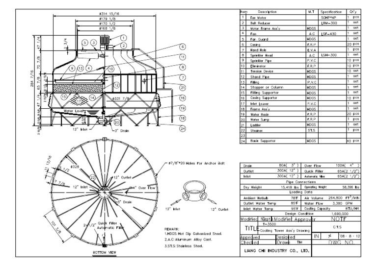 Cooling Tower Ass'y Drawing | PDF