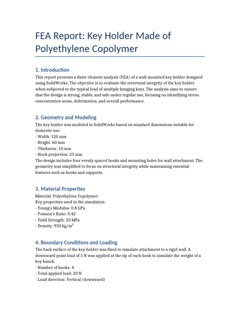 FEA Report Key Holder Polyethylene | PDF | Building Engineering ...