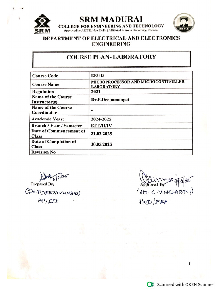 Course Plan-MPMC Lab - EE3413 | PDF | Microcontroller | Analog To ...