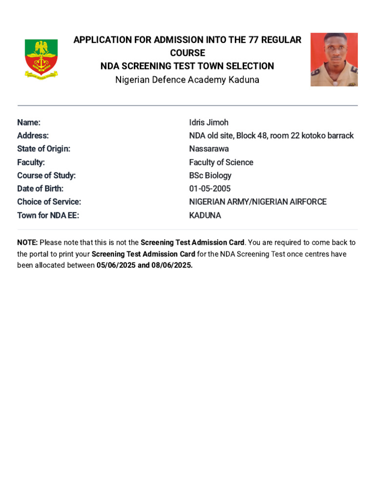 NDA 77 Regular Course Application | PDF