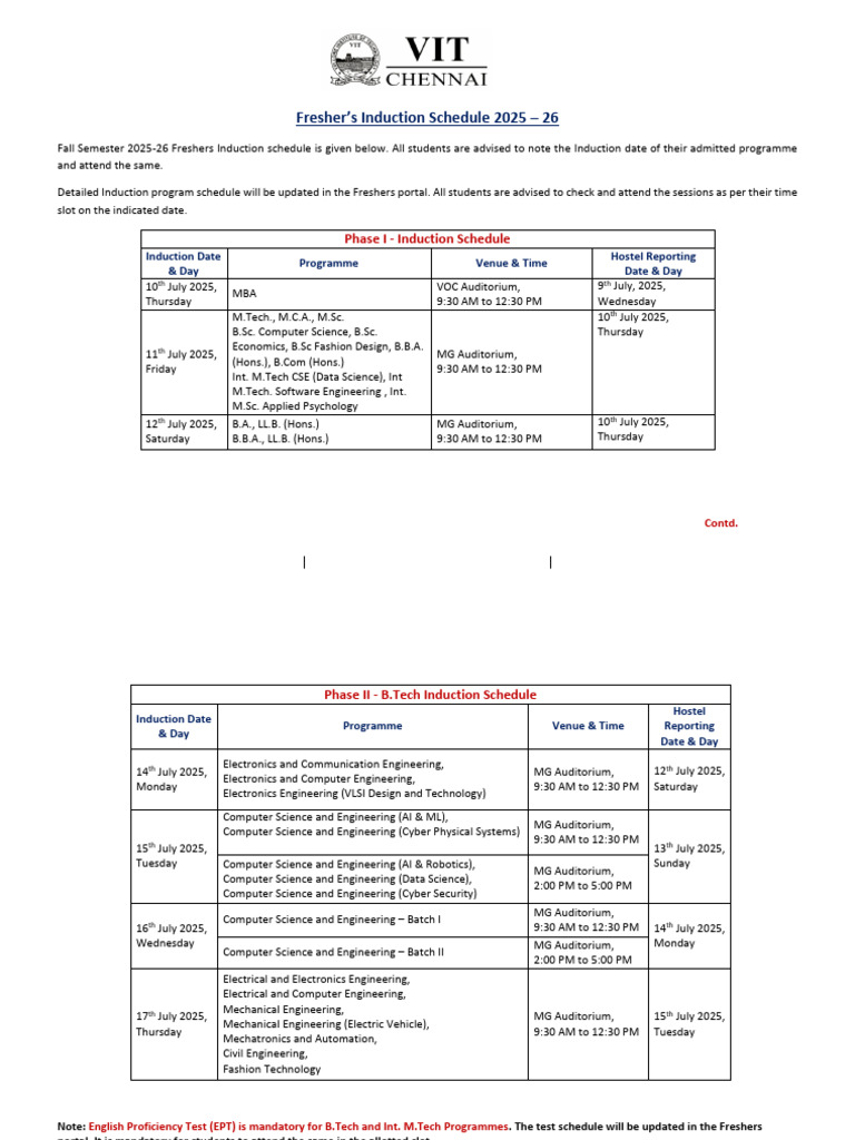 Induction Schedule AY 2025-26 | PDF | Engineering | Computing