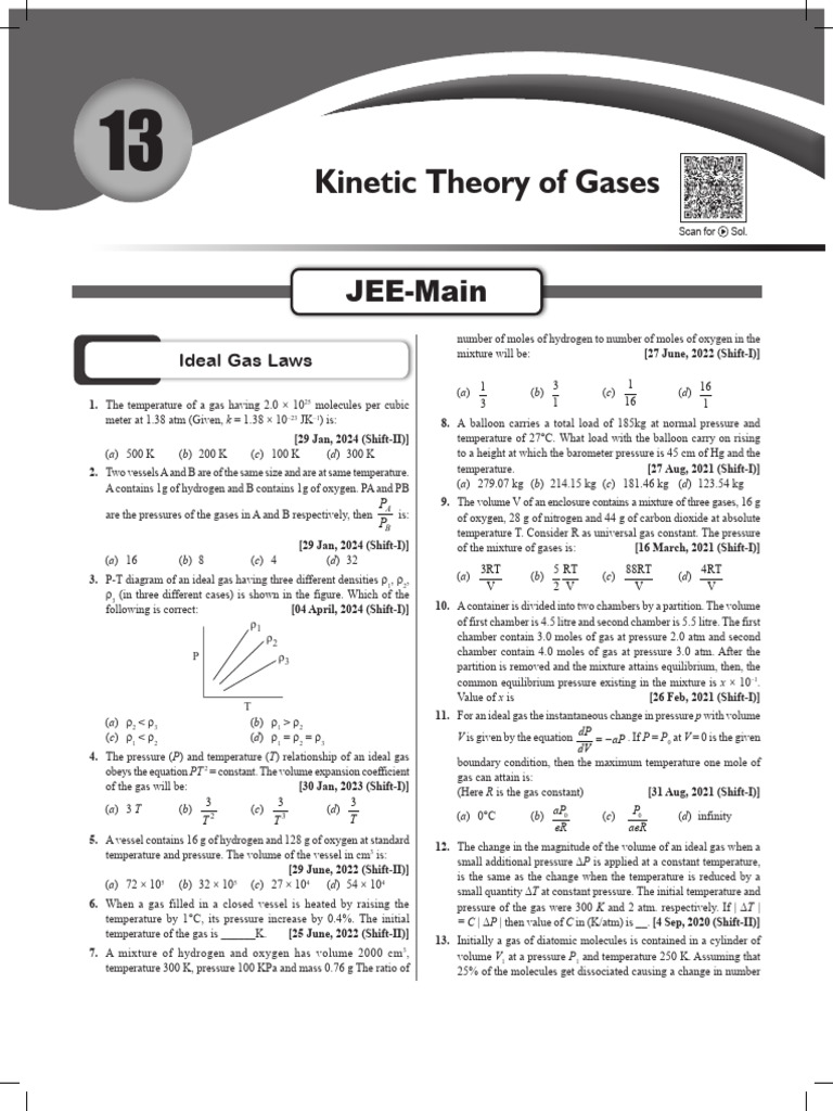 13_Kinetic Theory of Gases | PDF | Gases | Temperature