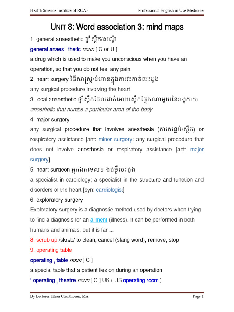 Unit 8 Extra Claass | PDF | Surgery | Anesthesia