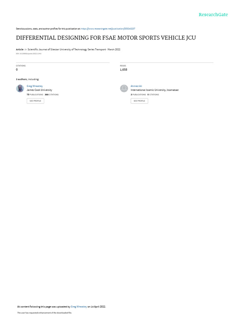 Differential Designing For Fsae Motor Sports Vehic | PDF | Gear | Axle
