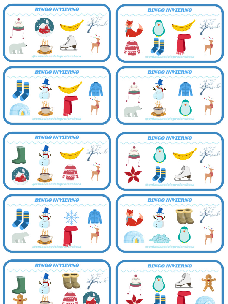 Bingo de Invierno @enlaclasedelaproferebeca | PDF