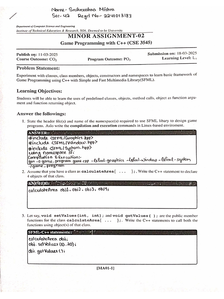 GPWC++ Minor Assignment 2 | PDF