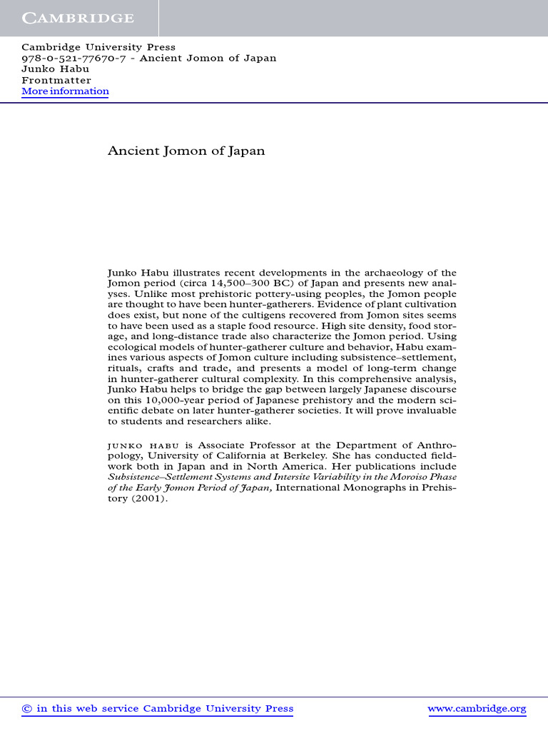 Jomon Culture: Insights and Analysis | PDF