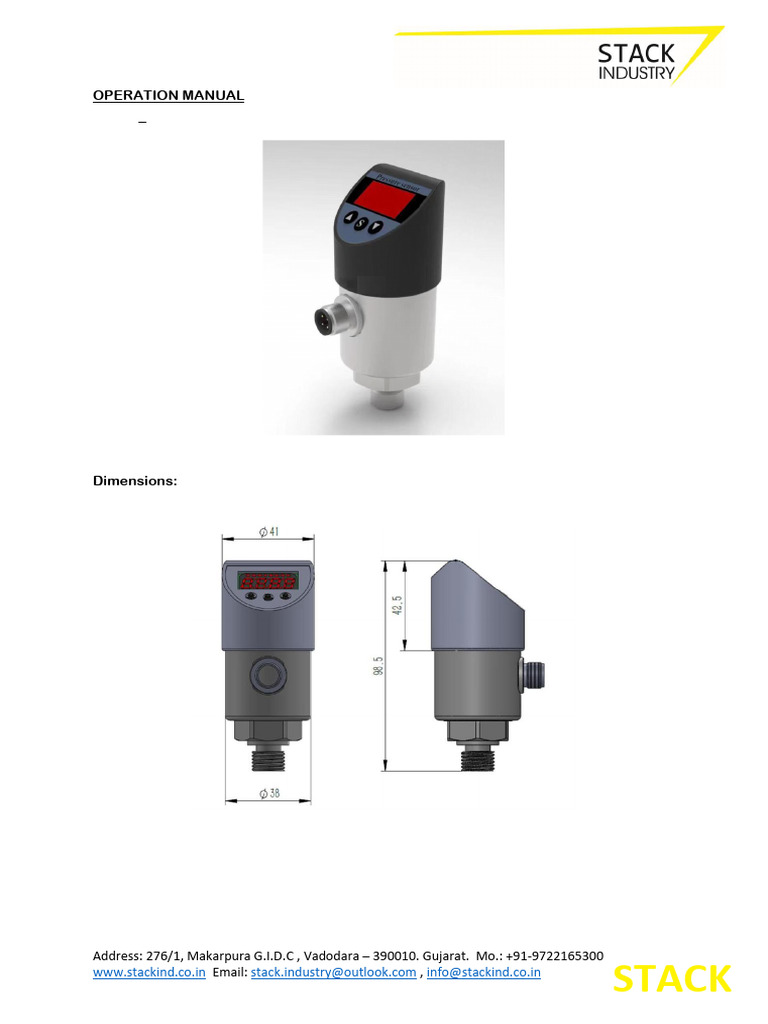OPERATION MANUAL - Pressure Switches | PDF | Switch | Information And Communications Technology