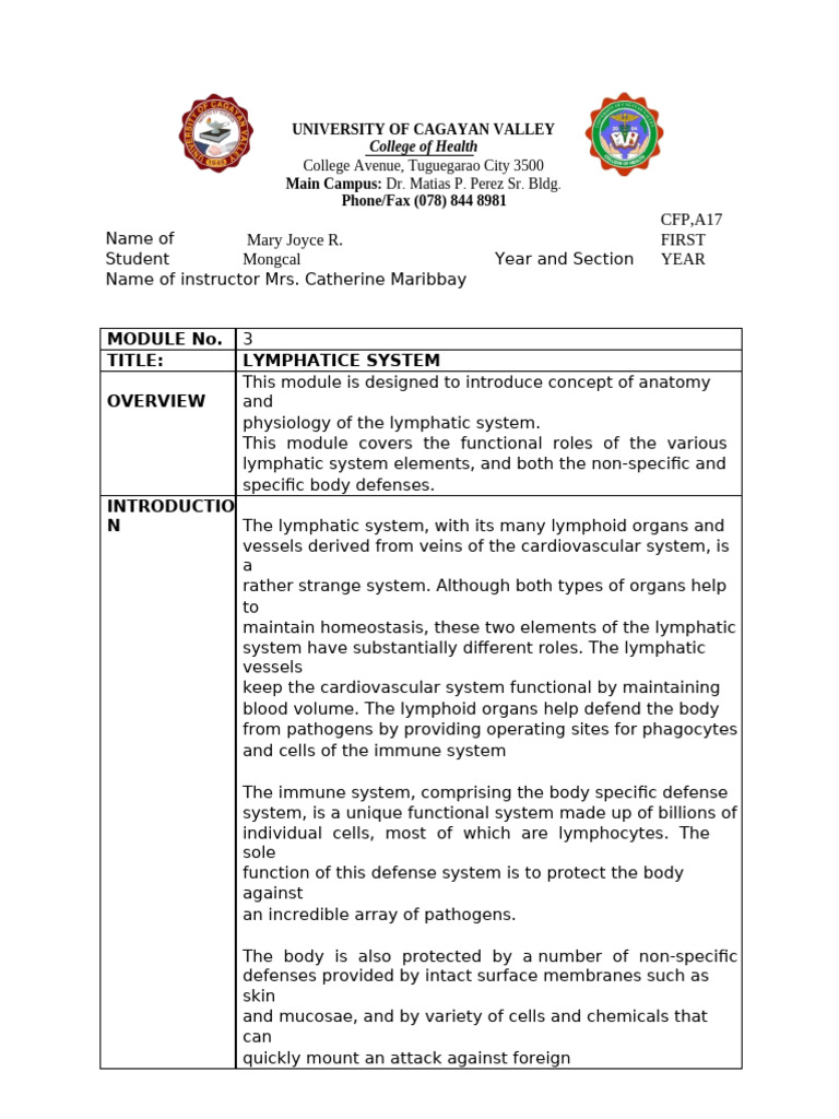 Module 3. Lymphatic. Joyce. Final | PDF | Lymphatic System | Antibody