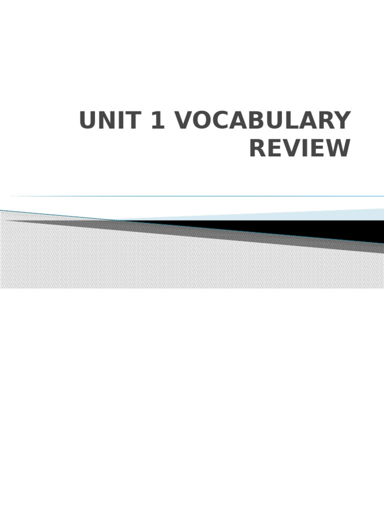 Unit 1 Vocabulary Review | PDF