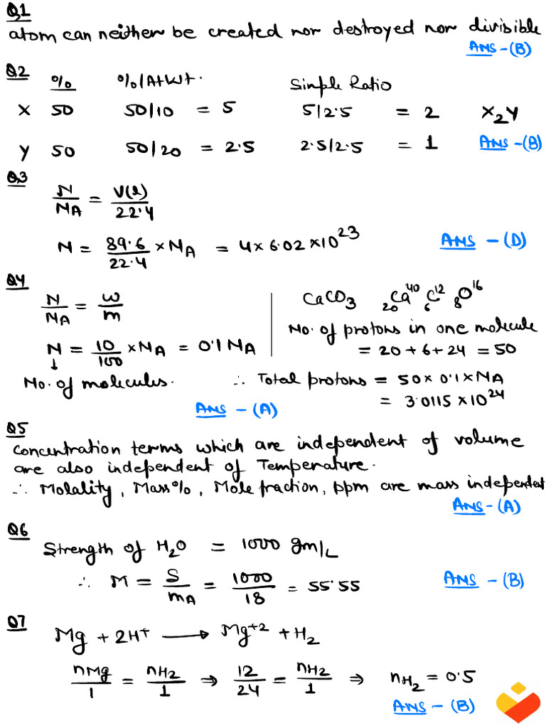Sol. X-B Mole Concept (Solution) | PDF | Mole (Unit) | Concentration