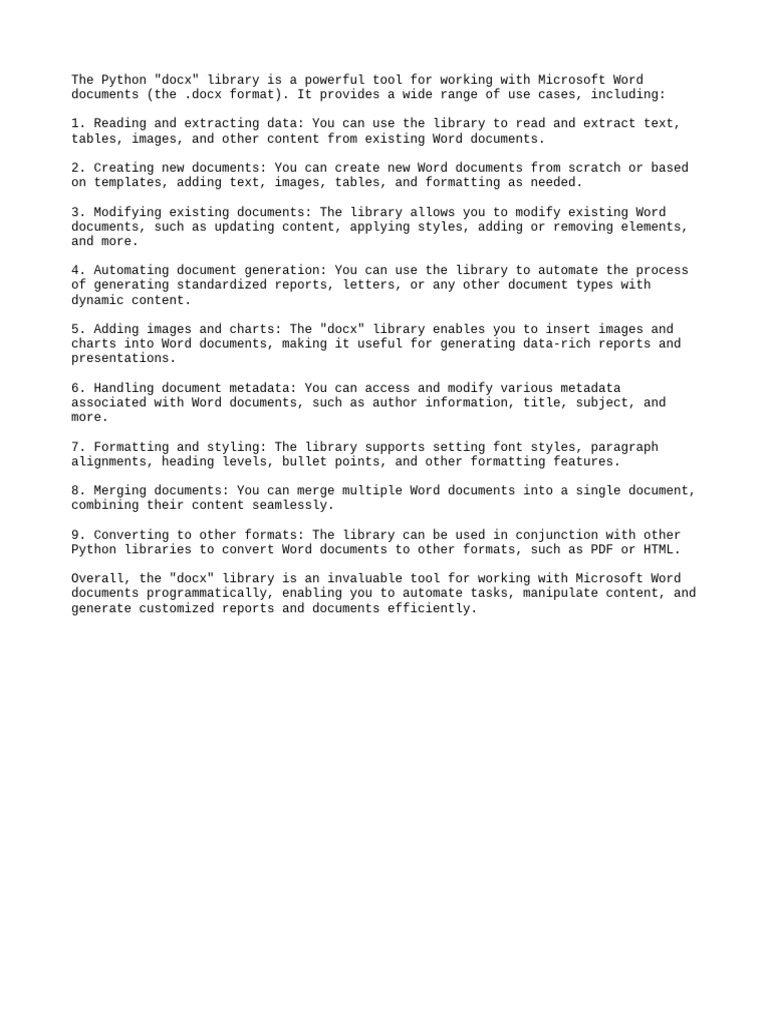 Python Docx Usecases | PDF