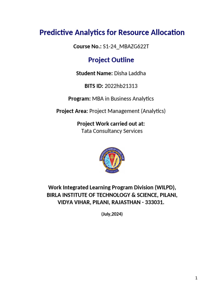 MID Sem - Predictive Analytics For Resource Allocation - Report | PDF | Predictive Analytics ...