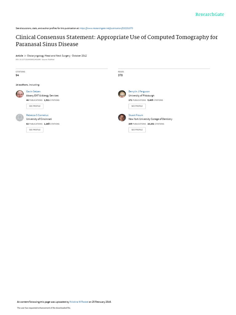 Clinical Consensus Statement Appropriate Use of Co | PDF | Medical Imaging | Ct Scan