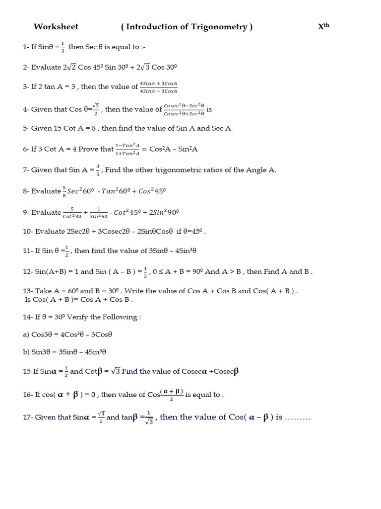 Trignometry DPP 1 | PDF