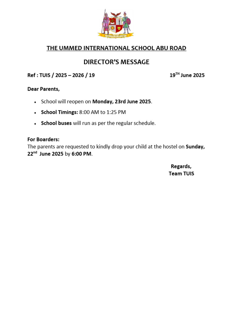 19 School Reopening Message | PDF
